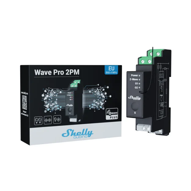 Shelly Wave Pro 2PM – 2-Channel Z-Wave DIN-Rail Smart Relay (Power Mon ...